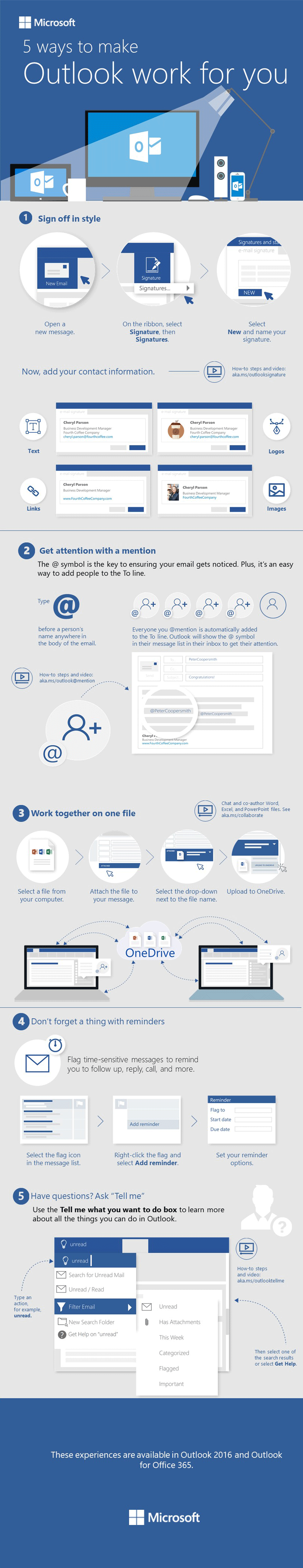 5 ways to make Outlook work for you - Infographic - Leaf Learning 365