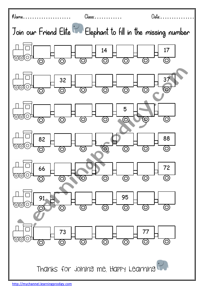 Numbers Series | Missing Numbers Worksheet | Kindergarten Maths ...