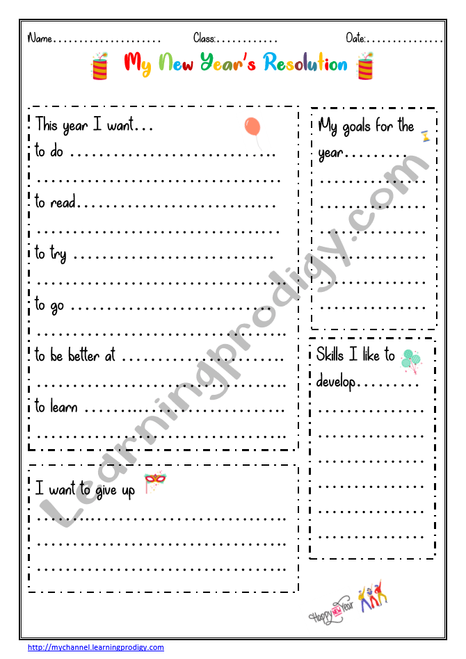 Kid Friendly New Year's Resolution Printable|New Year Activity ...