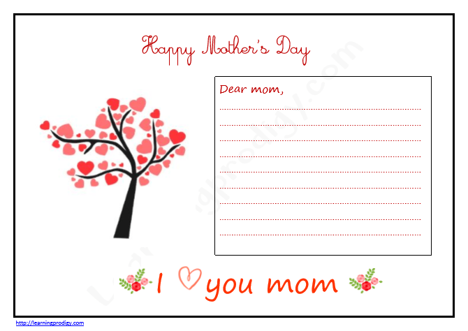 Free Printable Mother's Day Card|I Love You Mom - LearningProdigy ...