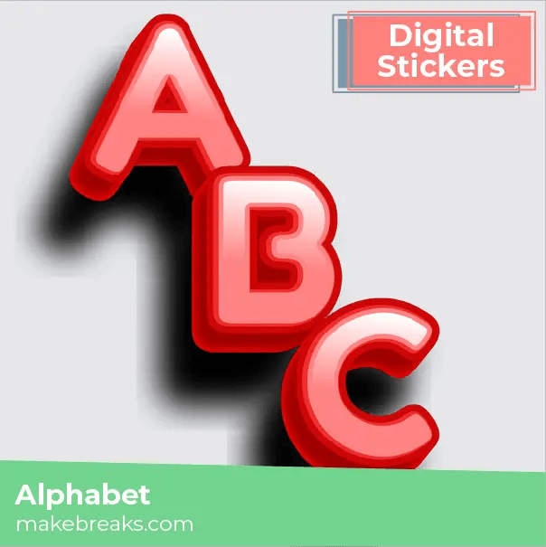 Red Uppercase Fridge Magnet Alphabet Digital Stickers - Make Breaks