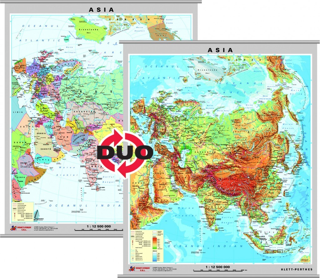 Asia - harta fizica - pe verso: harta politica a Asiei ...