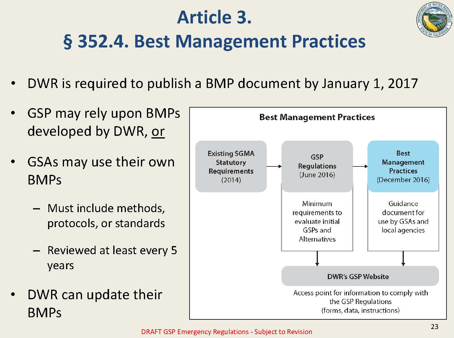 SGMA implementation: An overview of the draft groundwater ...