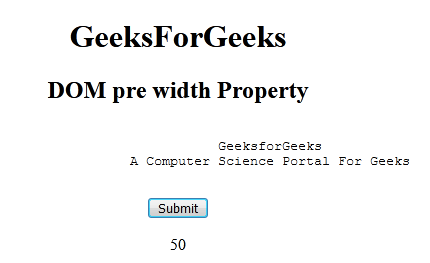 HTML | DOM Pre width 属性 | 码农参考