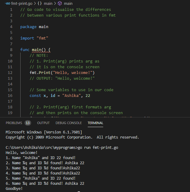 Golang Println Vs Fmt Println
