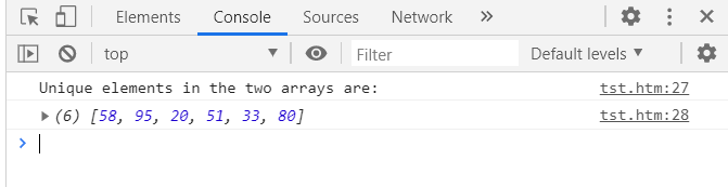 如何使用 JavaScript 从两个未排序的数组中打印唯一元素？ | 码农参考