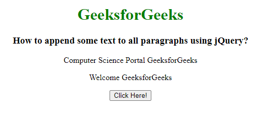如何使用 jQuery 将一些文本附加到所有段落？ | 码农参考