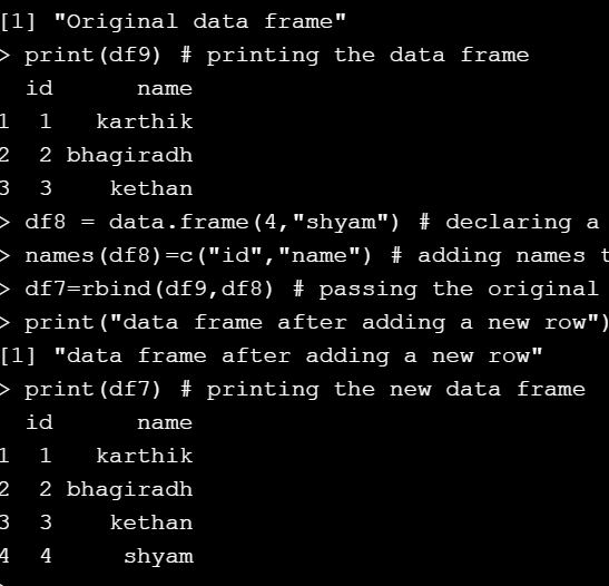 如何向 R dataframe添加一行？ | 码农参考