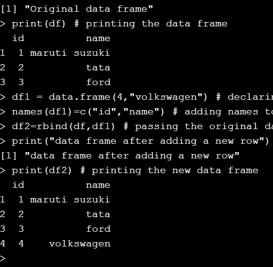 如何向 R dataframe添加一行？ | 码农参考