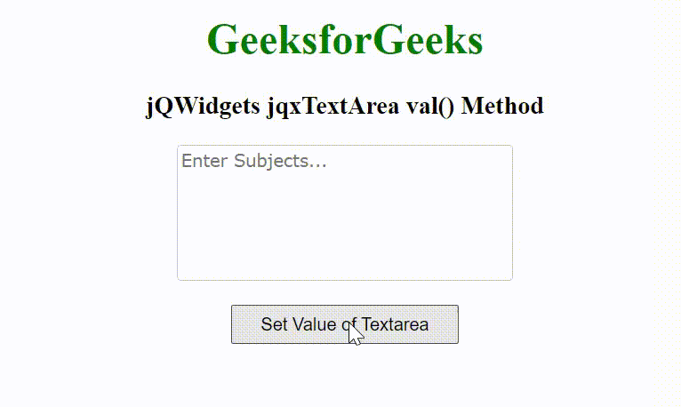 jQWidgets jqxTextArea val() 方法 | 码农参考