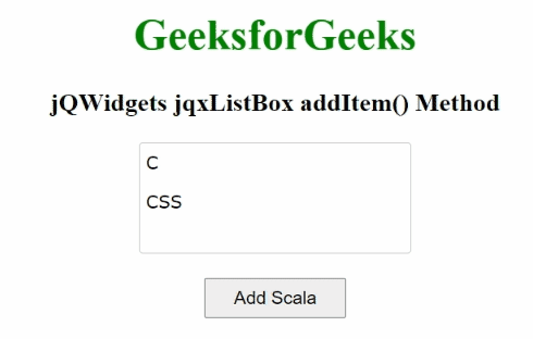 jQWidgets jqxListBox addItem() 方法 | 码农参考