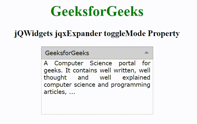 jQWidgets jqxExpander toggleMode 属性 | 码农参考