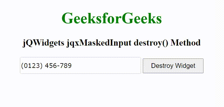jQWidgets jqxMaskedInput destroy() 方法 | 码农参考