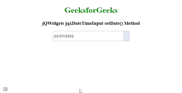 jQWidgets jqxDateTimeInput setDate() 方法 | 码农参考