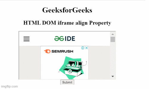 HTML DOM iframe align 属性 | 码农参考