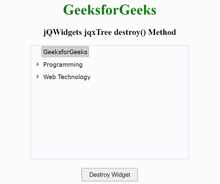 jQWidgets jqxTree destroy() 方法 | 码农参考