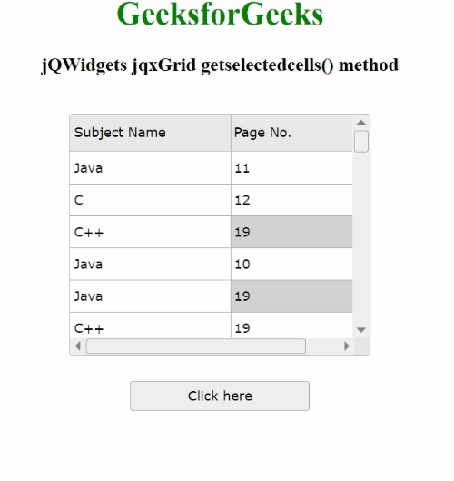 jQWidgets jqxGrid getselectedcells() 方法 | 码农参考