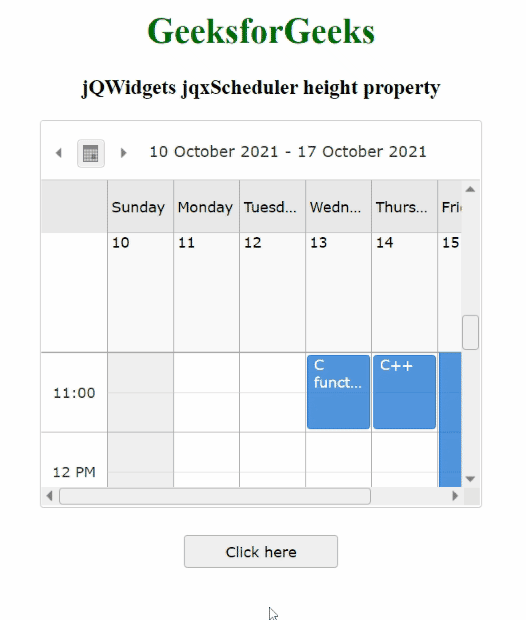 jQWidgets jqxScheduler height 属性 | 码农参考