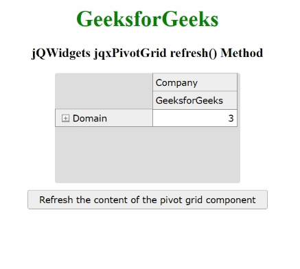 jQWidgets jqxPivotGrid refresh() 方法 | 码农参考