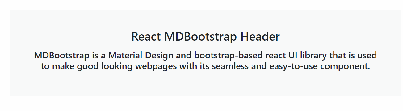 ReactJS MDBootstrap 标头组件 | 码农参考