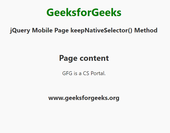 jQuery Mobile 页面 keepNativeSelector() 方法 | 码农参考