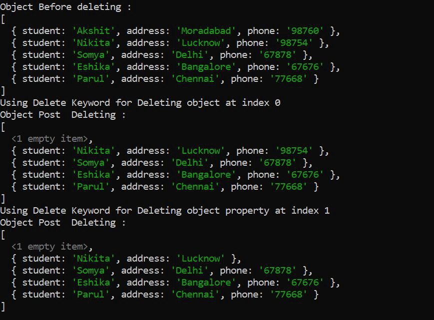 如何从 JSON 对象中删除索引？ | 码农参考