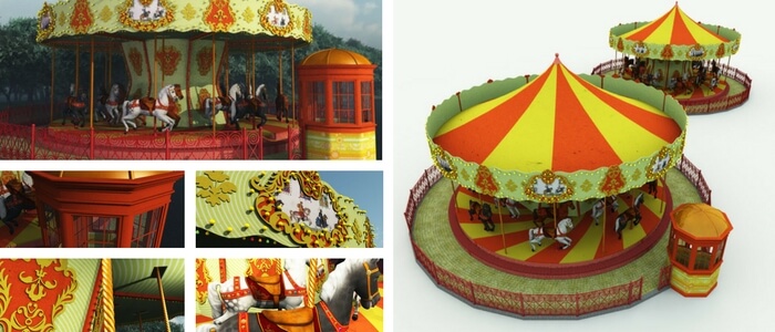 Carousel 3D Model Completes Your 3D Carnival or Amusement Park Project ...