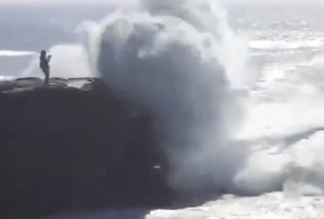 Woman has brush with death after huge wave smashes into her in Ireland ...