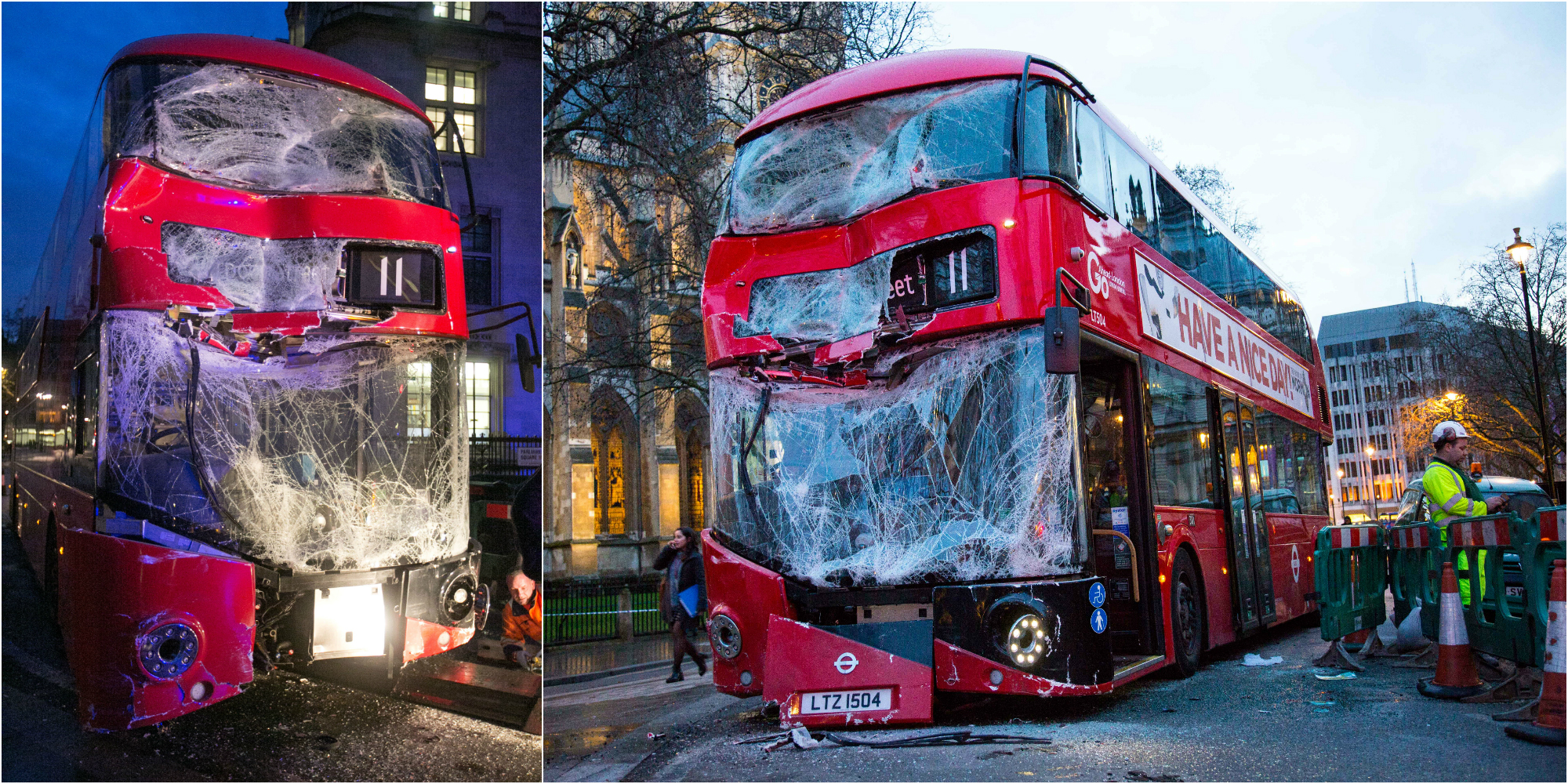 Buses crash outside Parliament Square in London injuring 15 people | Metro News