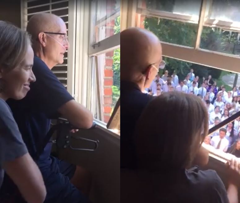 400 students turned up to sing to teacher Ben Ellis who stopped cancer ...