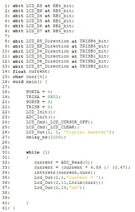 Digital Ammeter circuit and project using pic microcontroller