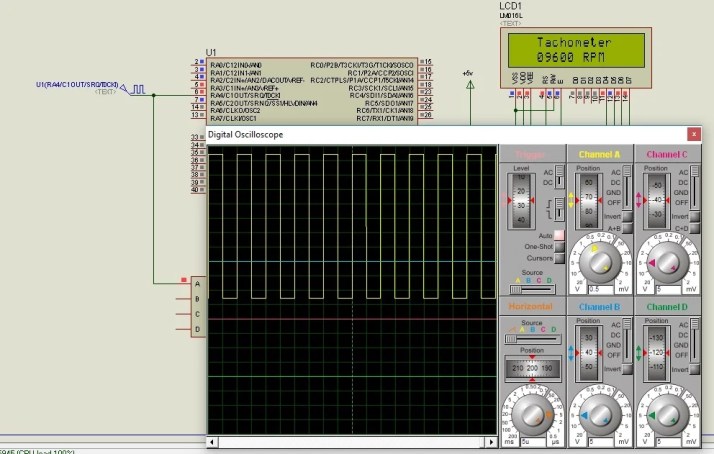 contactless tachometer circuit with code microcontroller