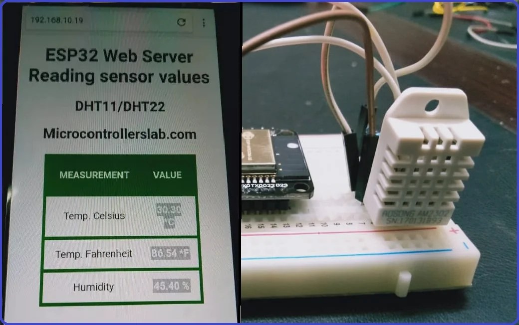 ESP32 DHT11/DHT22 Web Server using Arduino IDE