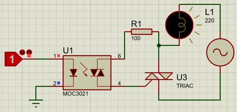 MOC3021 Optoisolator pinout, working, examples,applications, datahsheet