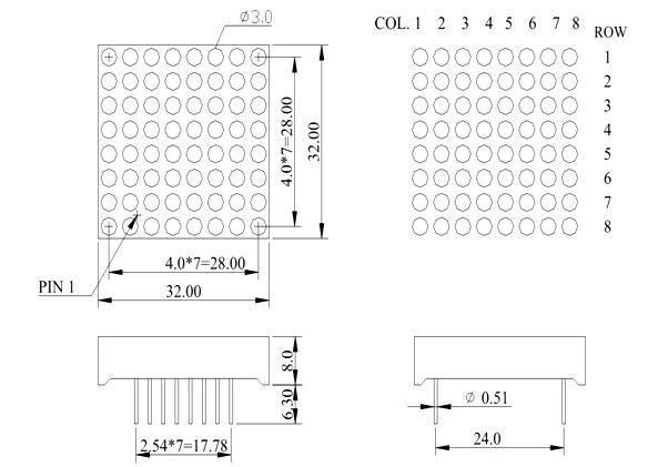 8x8 LED Matrix Pinout, Working, Applications, Arduino Interfacing Example