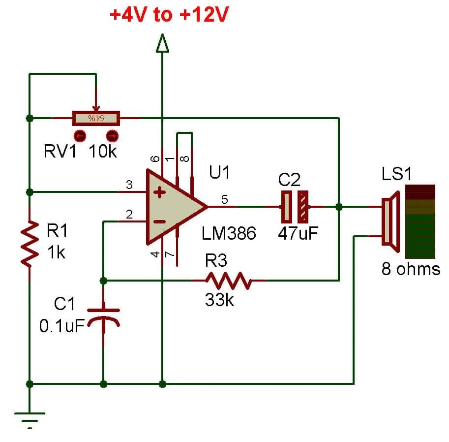 Lm386 Audio Amplifier Circuit 5v - Circuit Diagram