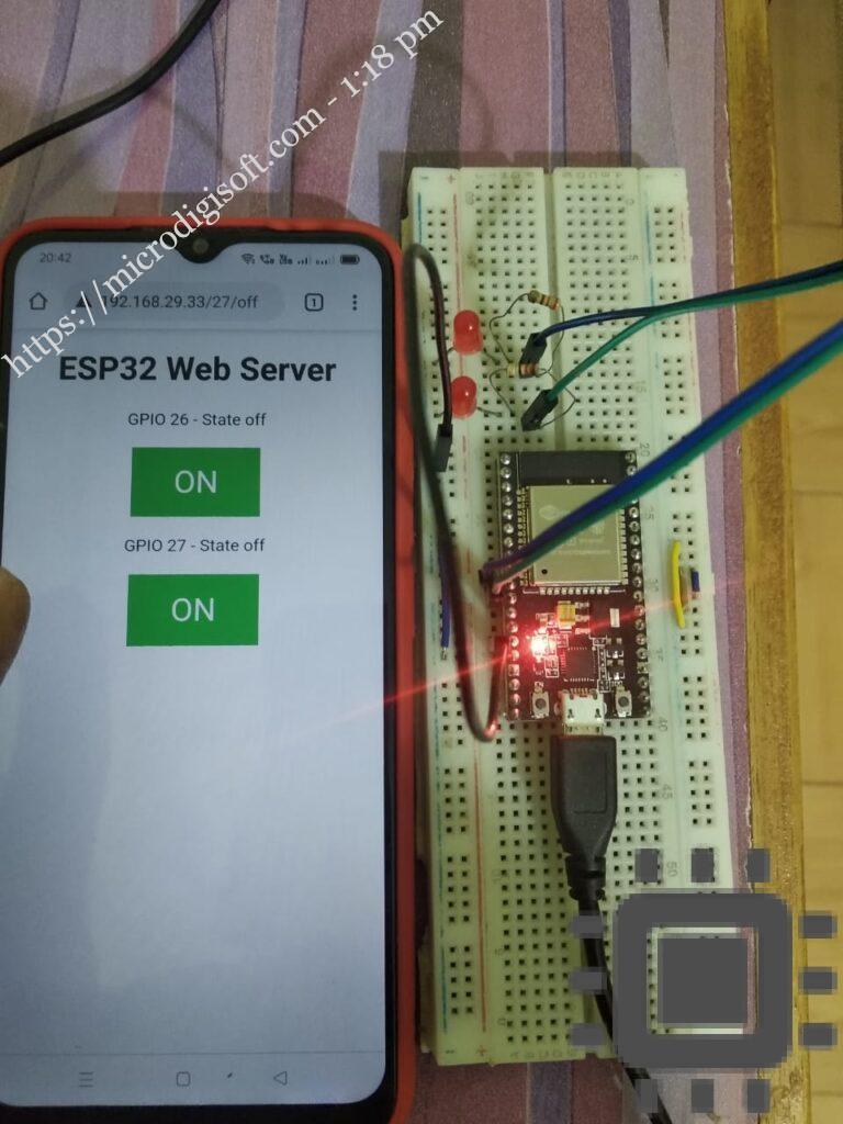 Control LEDs Using ESP32 Web Server in Arduino IDE