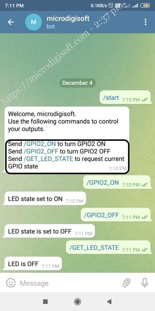 Telegram to Control ESP32 GPIO using Arduino IDE