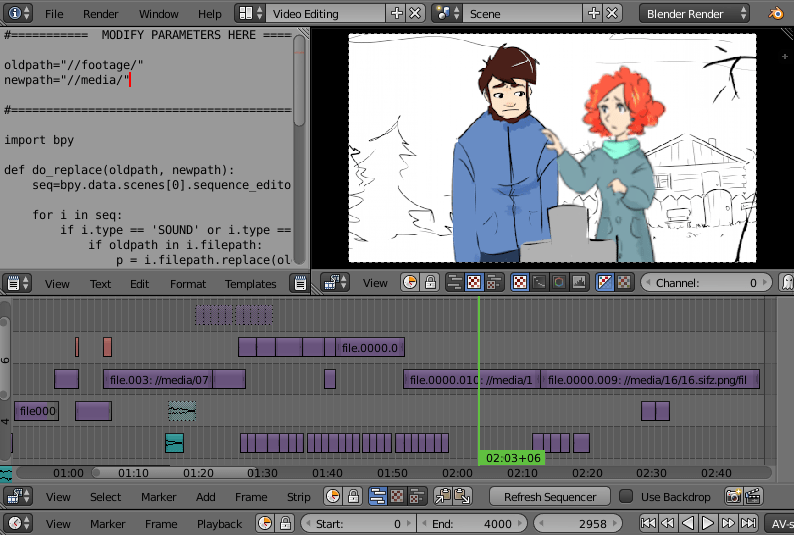 Replacing paths in Blender's Sequence Editor - Morevna Project
