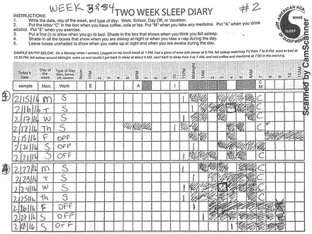 Insomnia Sleep Log