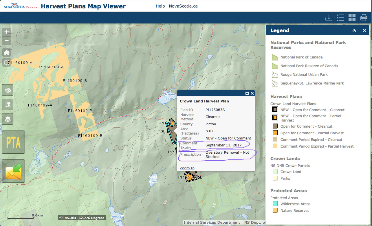 Improvements to the Nova Scotia Harvest Plan Map Viewer announced Aug 2 ...
