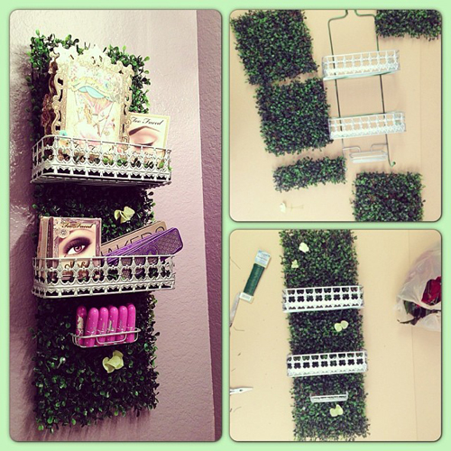 DIY this grassy make-up wall storage • Offbeat Home & Life