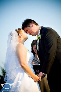 Claire & Bobby's puppet wedding with a adult male flower "girl"