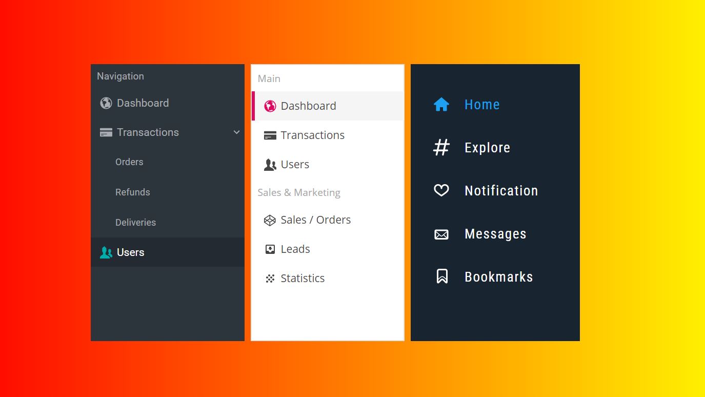 React Sidebar Menu Component Examples Onaircode