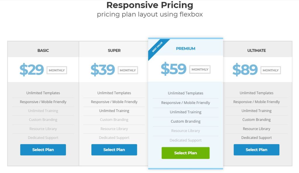 20+ HTML CSS Pricing Table Examples - OnAirCode