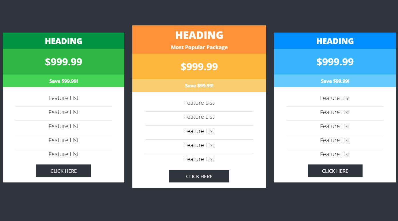 20+ HTML CSS Pricing Table Examples - OnAirCode