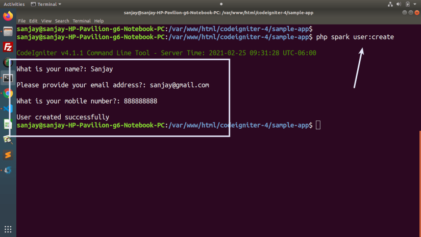 Create Custom Spark Console Command in CodeIgniter 4