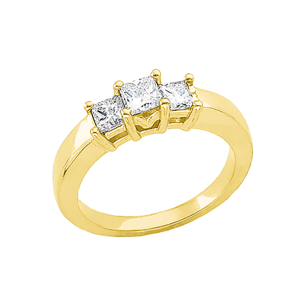 3 Diamond Princess Cut Anniversary Band 3/4 Ct. In 14k Yellow Gold | Myblab