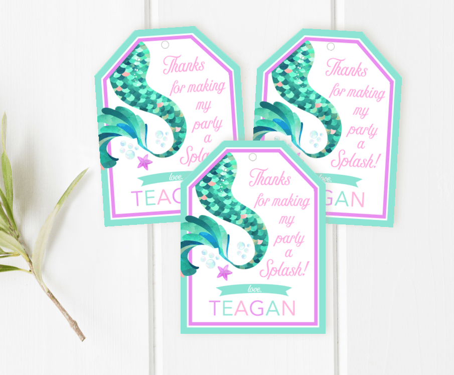 Mermaid Birthday Favor Tags - Printed or PDF File