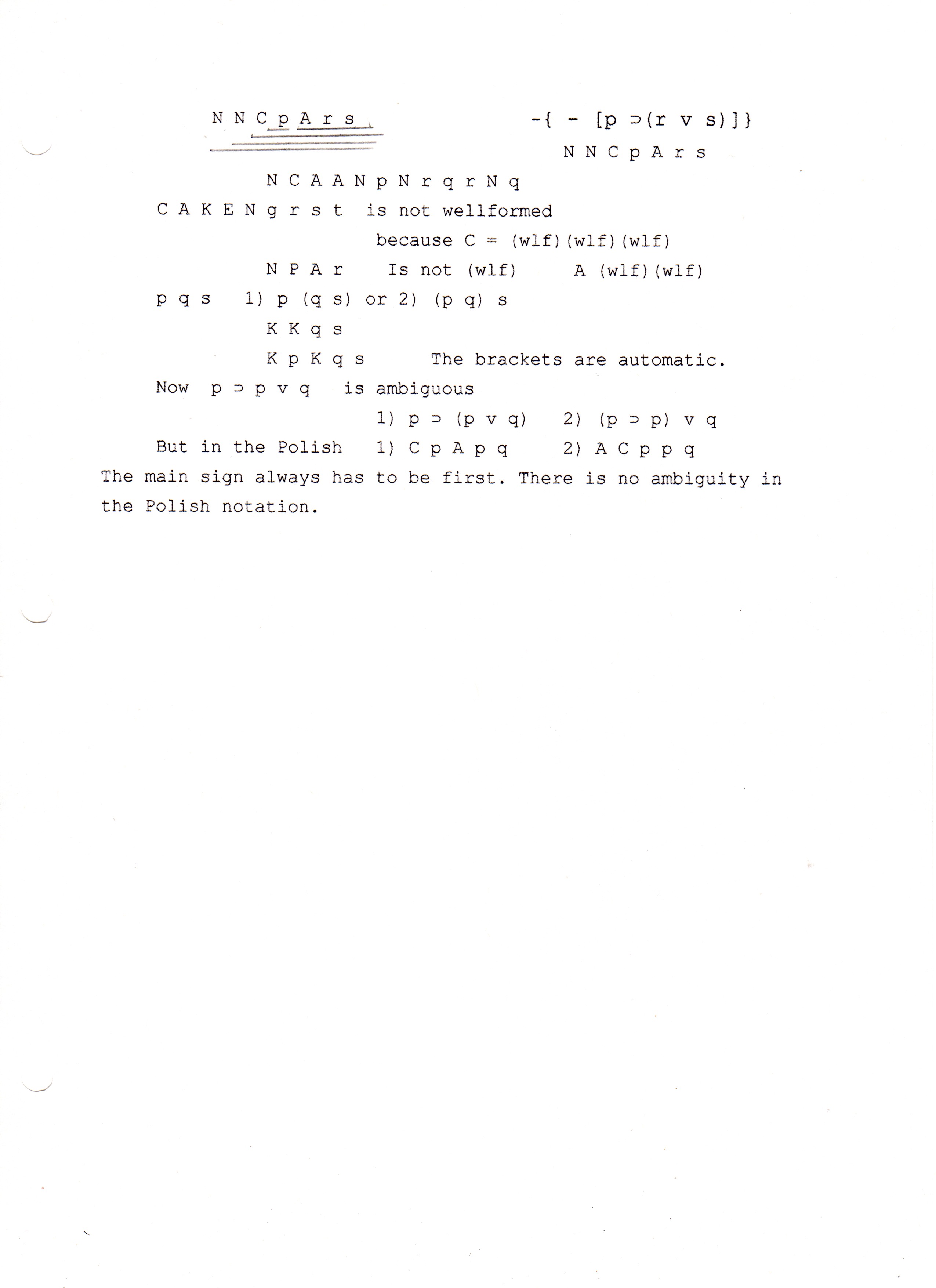 Polish Notation for Symbolic Logic | peter krey's web site